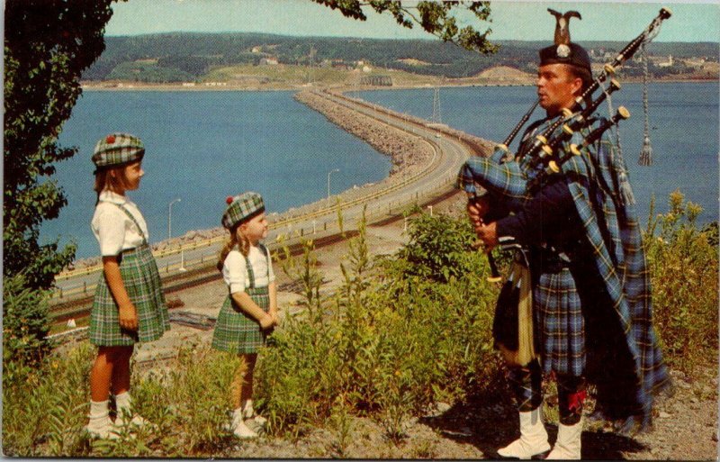 Canada Strait Of Canso The Causeway Girls Watching Bagpipe Player ...