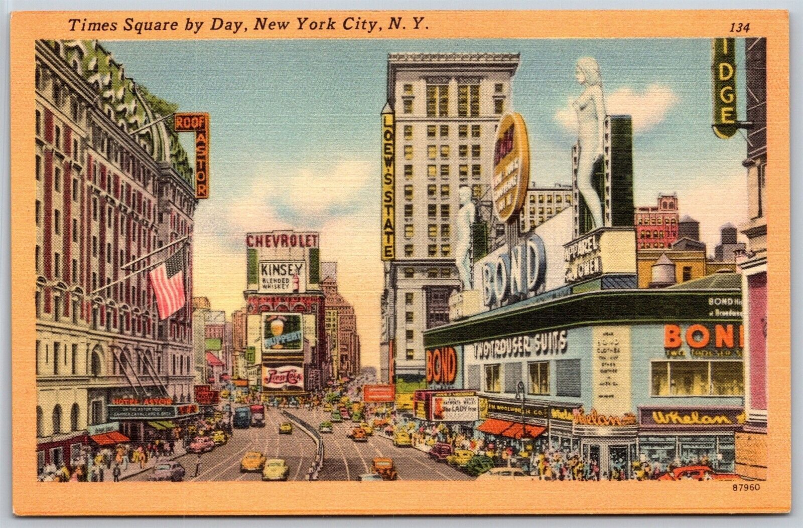 Vtg New York City NY Times Square Bond Chevrolet Pepsi Cola Signs 1940s ...