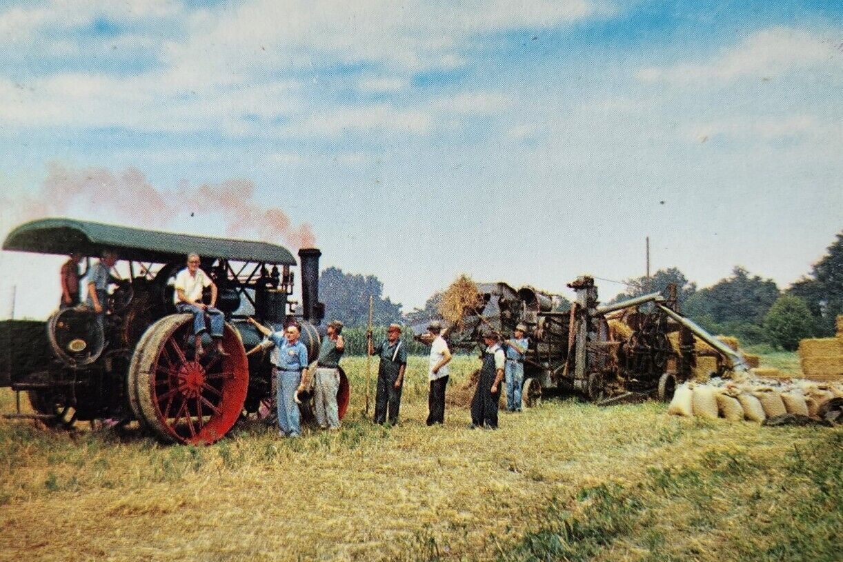 Steam Engine Threshing Farming Machine Dutch Country PA Postcard ...