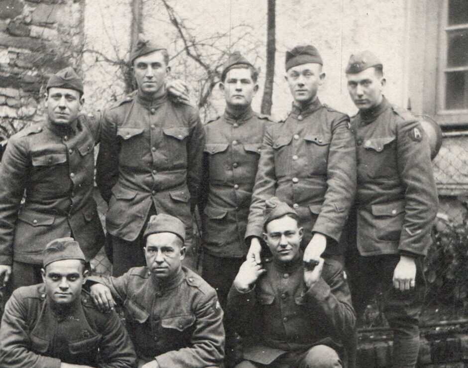 WWI 3rd Army Soldiers With Patches Helmet Collar Disk Real Photo ...