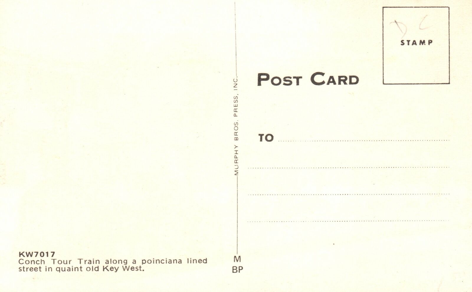 Vintage Postcard Conch Tour Train Along A Poinciana Lined Street Quaint ...