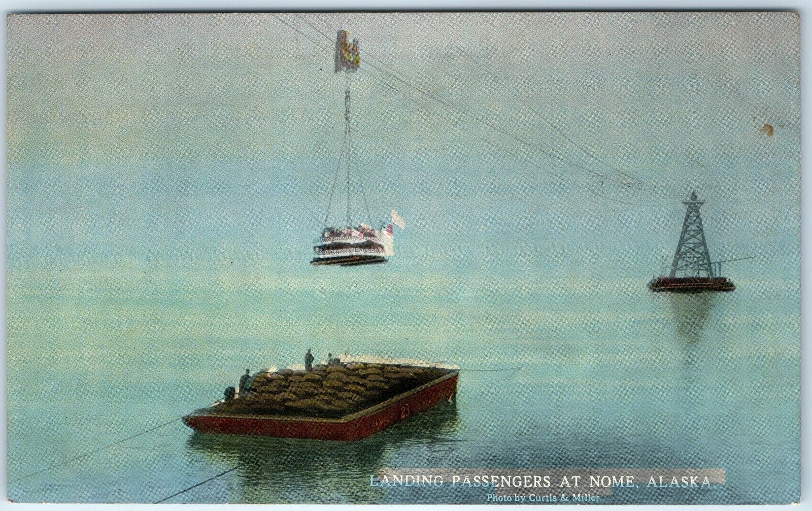 c1910s Nome, AK Aerial Tram Passengers Cable Car Art PC #23 Barge Boat ...