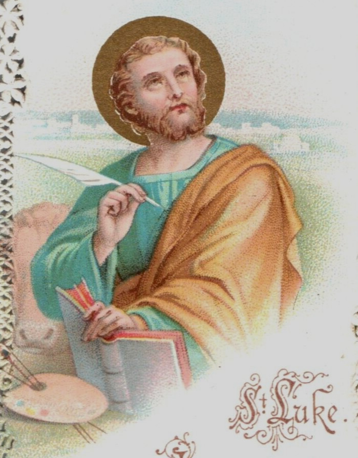 1870s-80s Die-Cut Dresden Religious Card St. Luke F139 | Ephemera ...