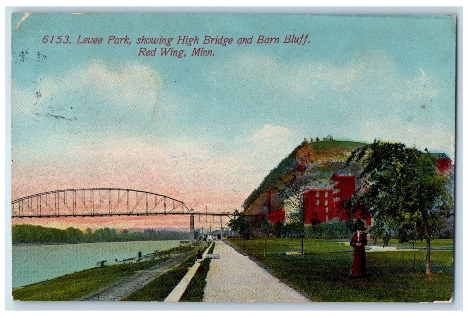 1912 Levee Park Truss High Bridge River Barn Bluff Red Wing Minnesota ...
