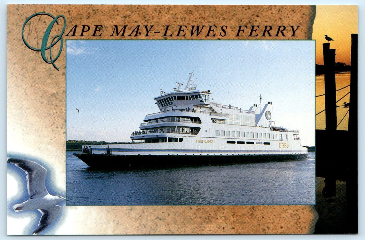 2 Postcards CAPE MAY - LEWES FERRY, Delaware River DE ~ "TWIN CAPES" 4 ...