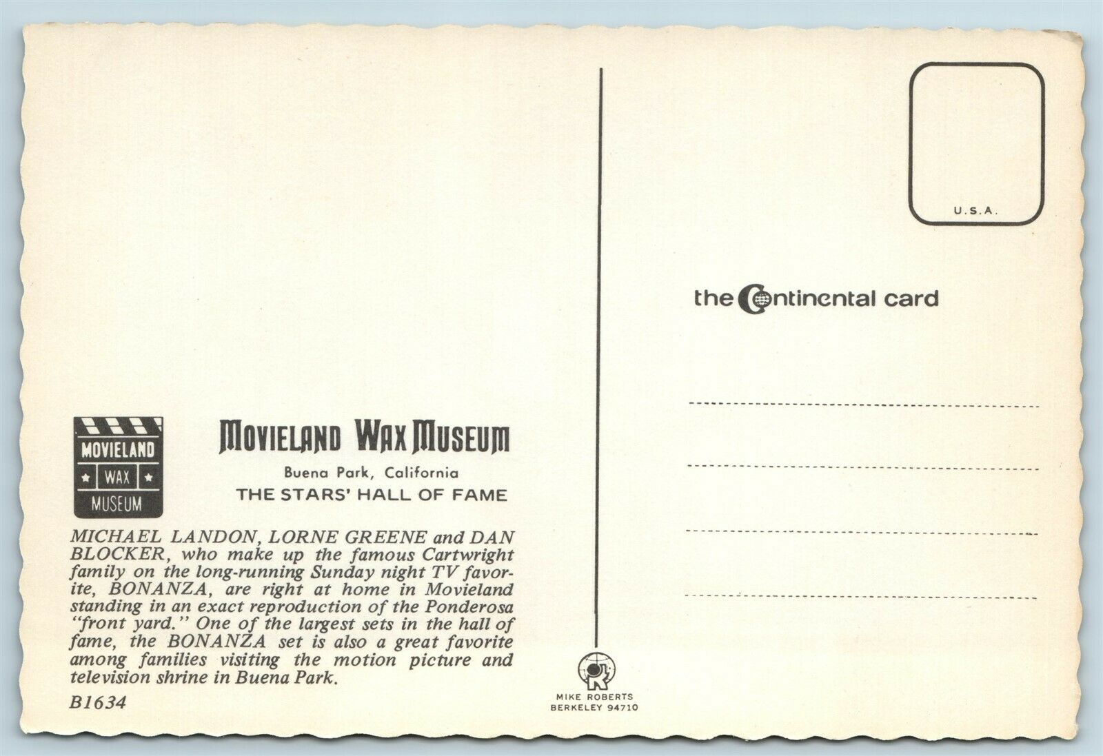 Postcard CA Buena Park Movieland Wax Museum Landon Green Blocker ...