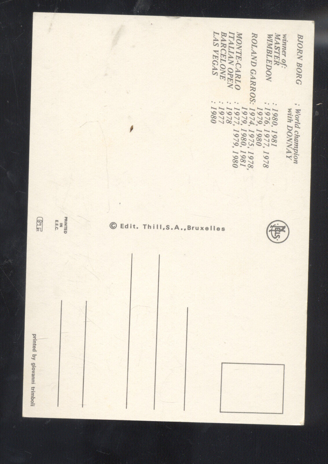 Olympic Tennis Player Bjorn Bork Sweden Olympics Donnay Postcard ...