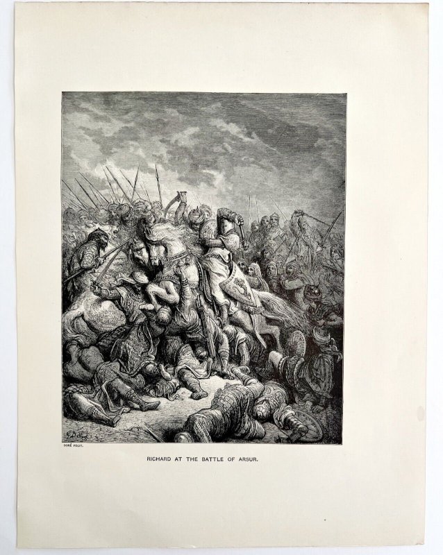 Dore Richard The Lionheart Battle Of Arsur Print Victorian 1894 Art ...