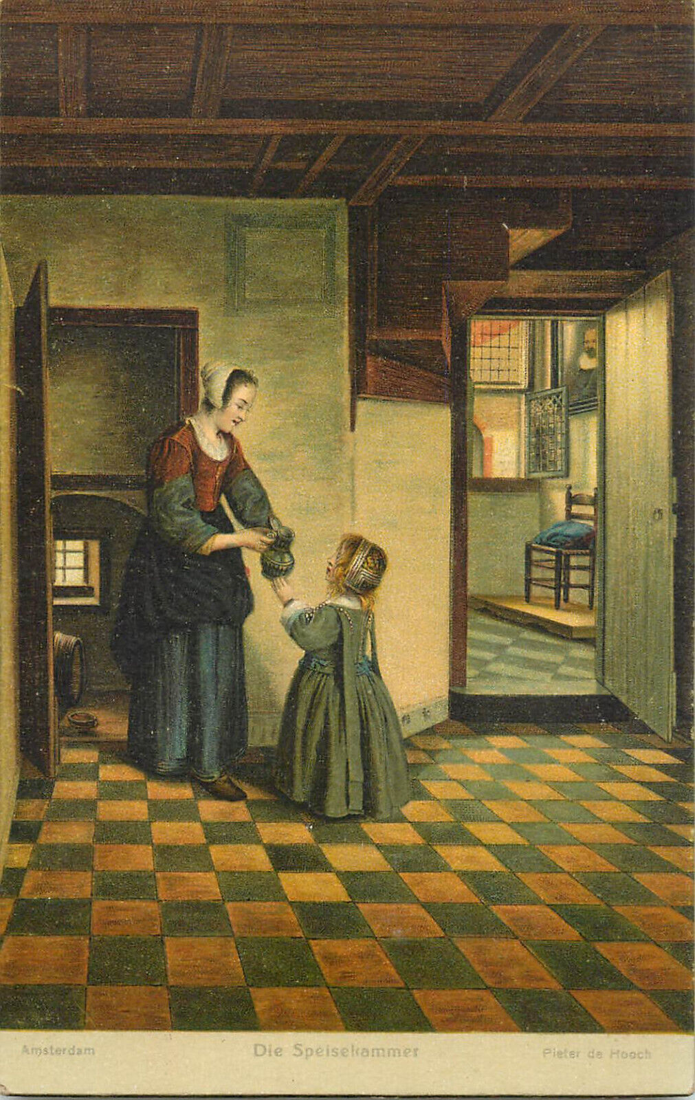 Stengel vintage fine art postcard painting Pieter de Hooch - The pantry ...
