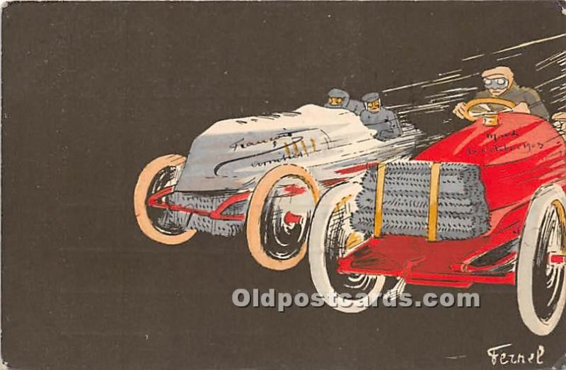 Old Vintage Auto Racing Postcard Post Card Race Car Artist Feznel 1903 ...