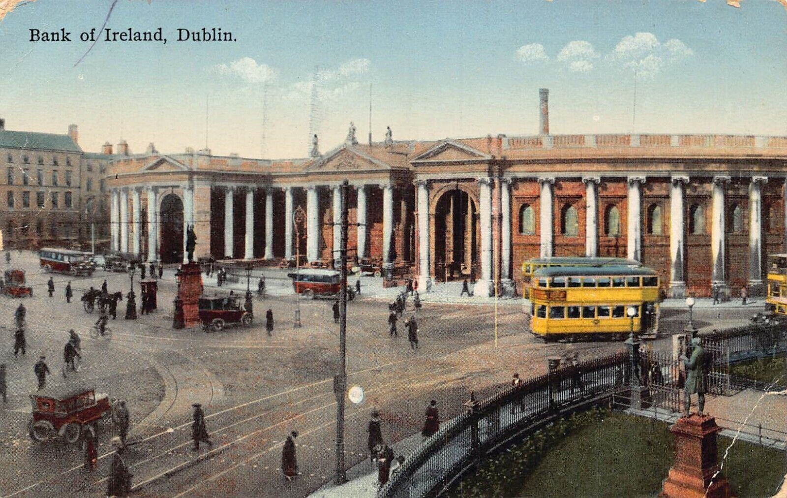 Ireland 1936 Bank of Ireland Dublin Double Decker Tram vintage postcard ...