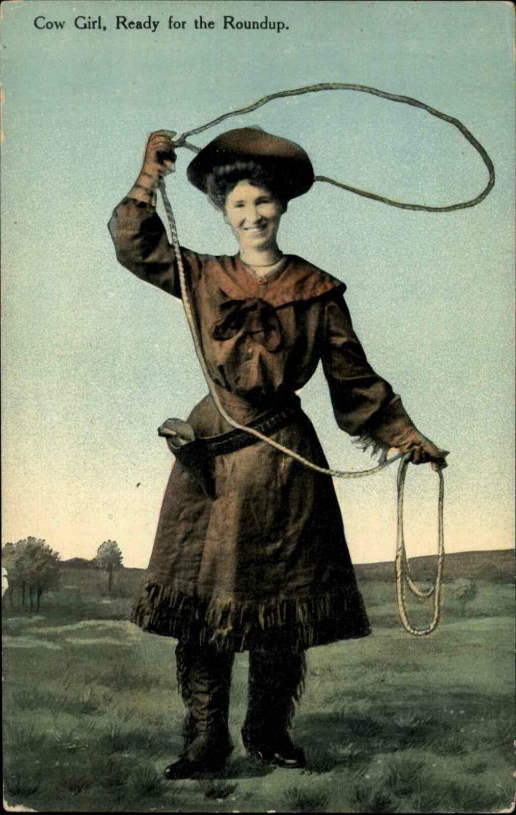 Cowgirl Cow Girl Lasso Rope Gun Pistol Holster c1910 Postcard | Topics ...