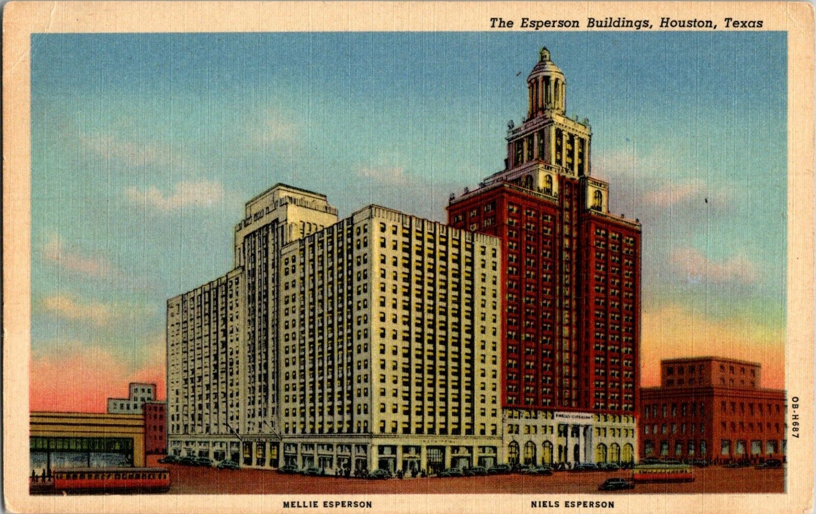 Esperson Building Houston Texas Building View Linen Antique Postcard ...