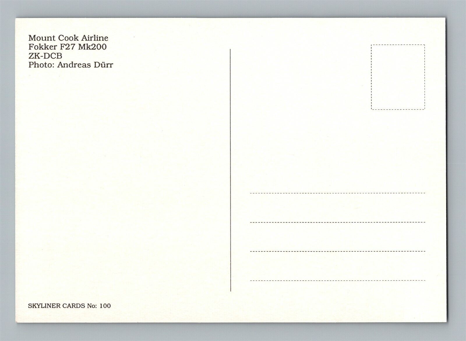 Aviation Airplane Postcard Mount Cook Airline New Zealand Fokker F27 ...