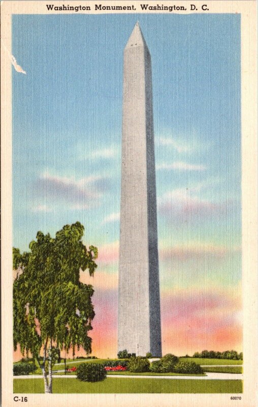 Washington DC George Washington Monument Historic Front View Linen ...