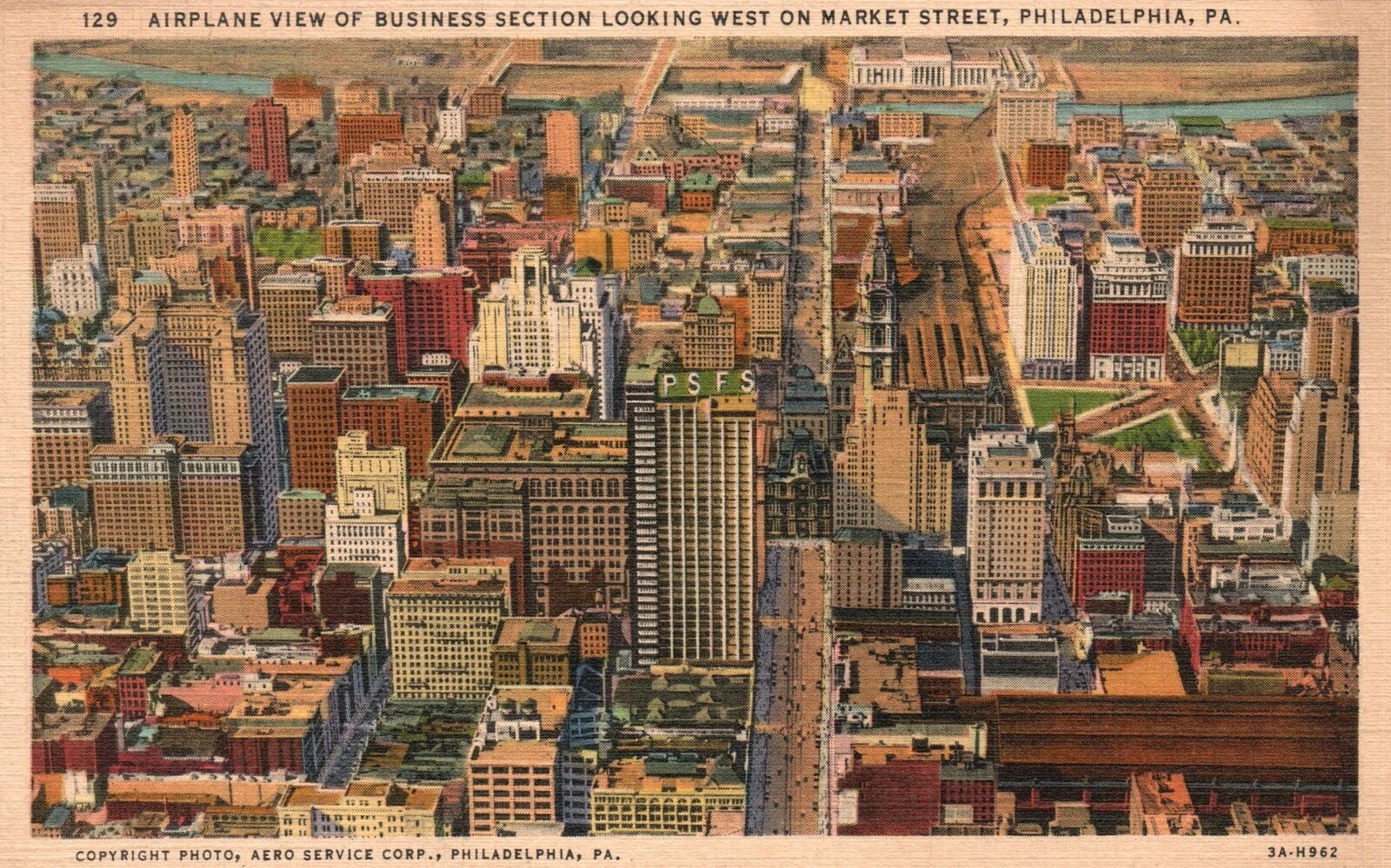 Vintage Postcard 1937 Airplane View Business Section Market St ...