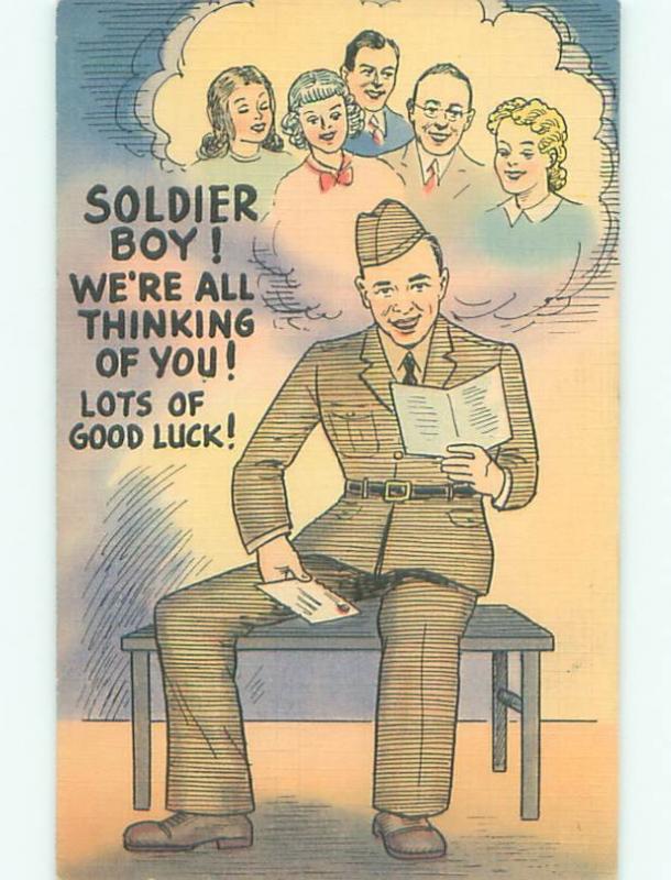 Linen military comic US NAVY SAILOR GETS LETTER FROM HOME W7342 ...