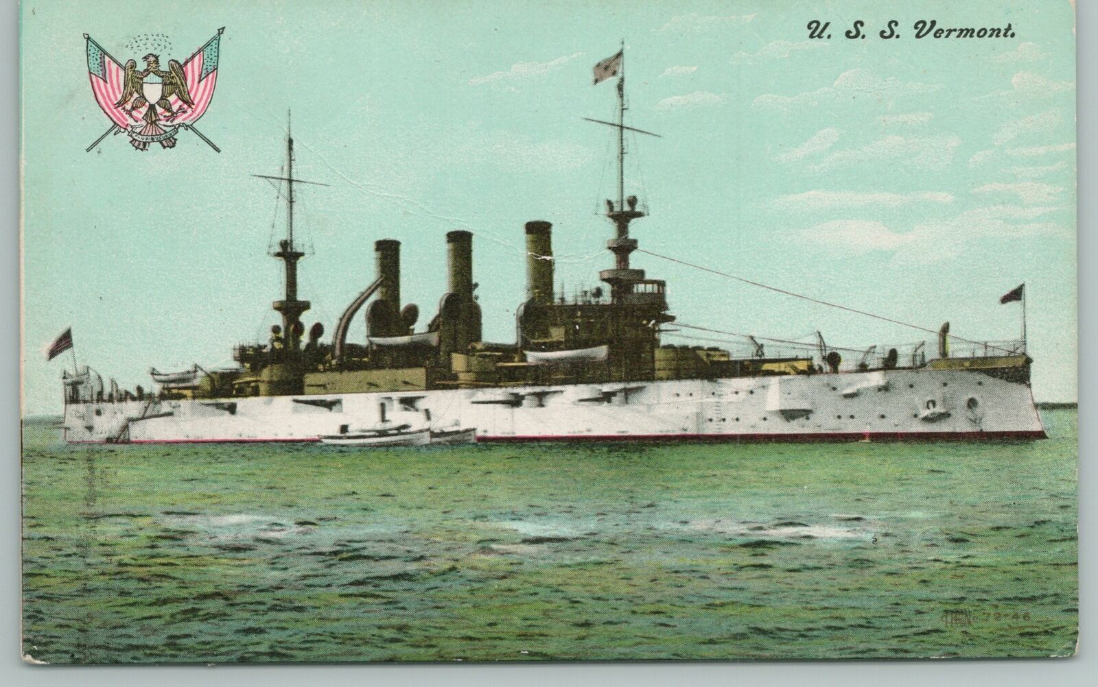 US Navy Military Ship~Battleship USS Vermont~Eagle Flag Corner~IPCC ...
