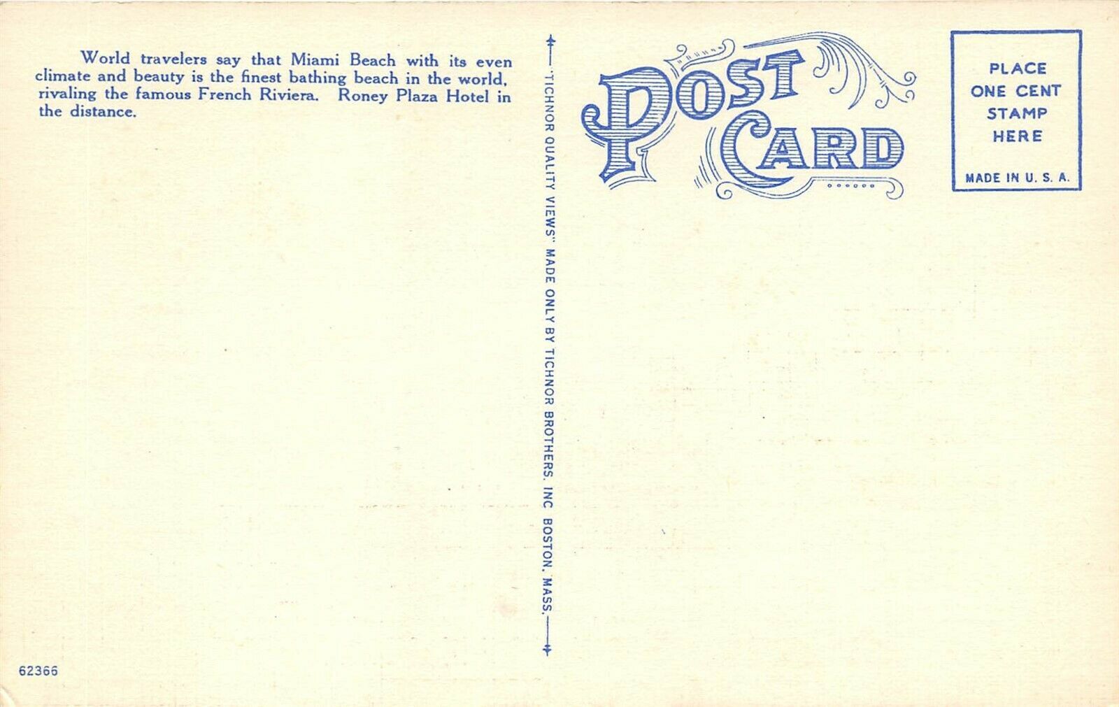 Miami Beach Florida 1940s Postcard Ocean Drive and Lummus Park | United ...