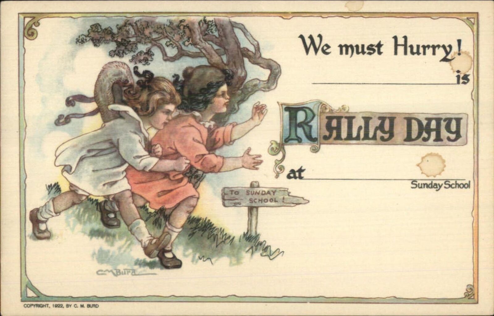 CM Burd Sunday School Rally Day Children c1922 Postcard #2 | Topics ...