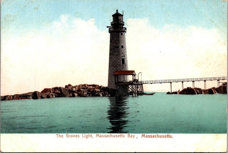 Vintage Boston Massachusetts Ma Postcard - The Graves Lighthouse ...