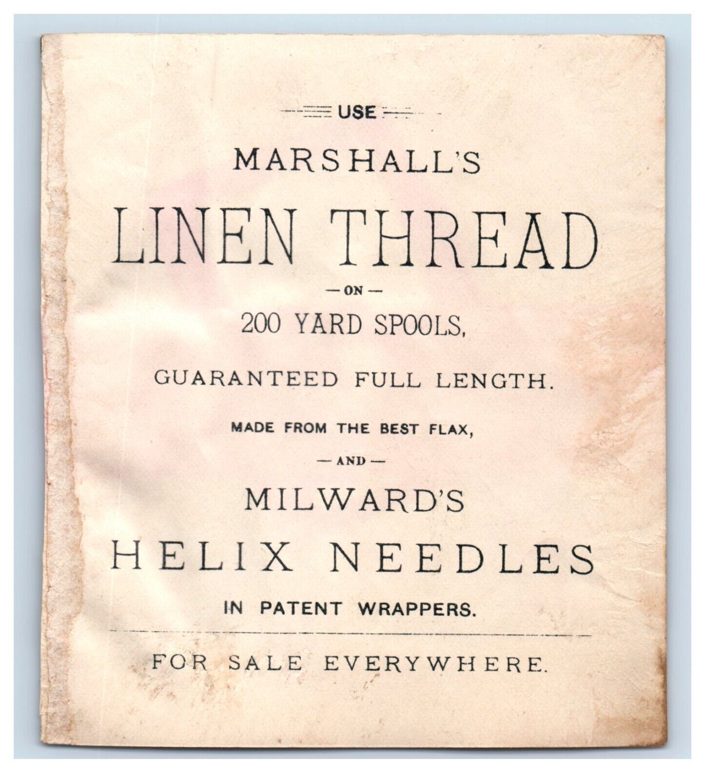 1880s Folder Clarks ONT & Marshall's Linen Thread & Milward's Helix ...
