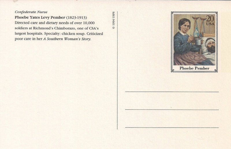 American Civil War, Phoebe Pember, Confederate Nurse, 1994 USPS ...