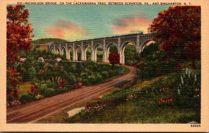 New York Binghamton Nicholson Bridge On The Lackawanna Trail 1947 ...