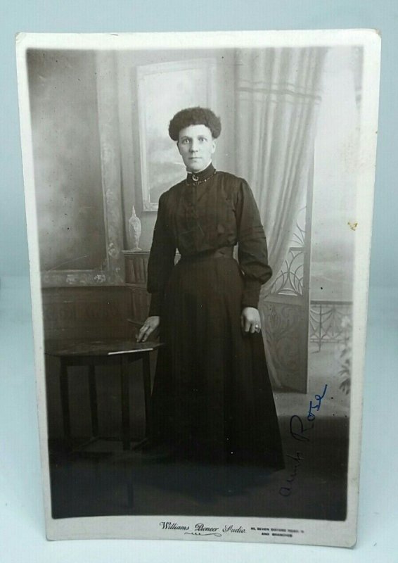 Victorian Lady Rose in Mourning Dress Portrait Vtg Williams Pioneer RP ...