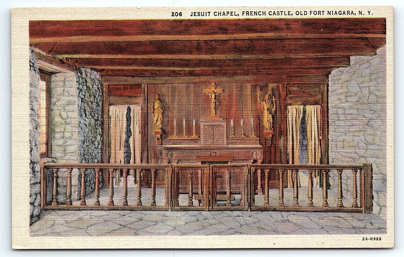 1932 OLD Fort Niagara NY Jesuit Chapel French Castle Cross Postcard ...
