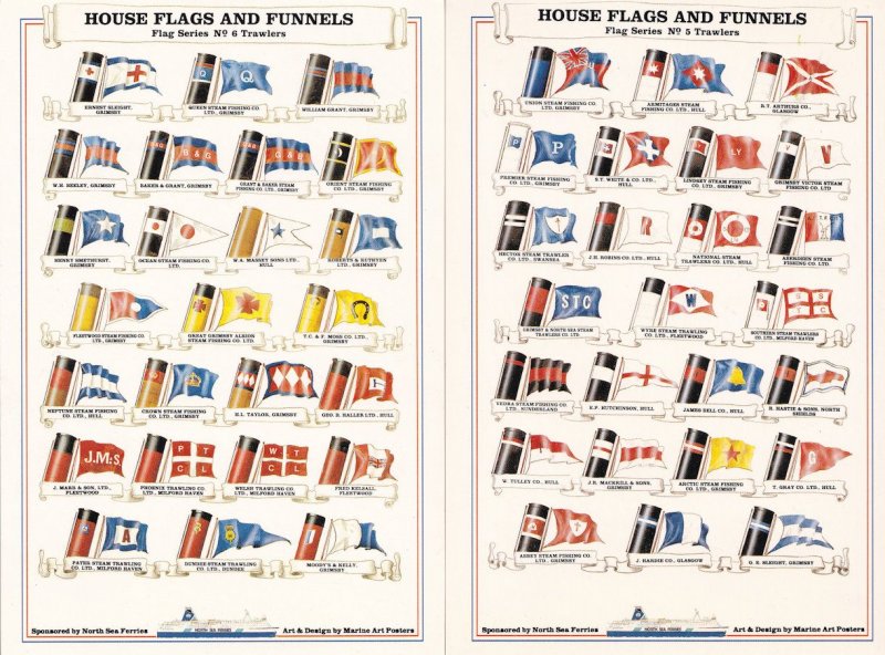 House Flags & Funnels Trawlers TWO Ship Flag Postcard s | Topics ...