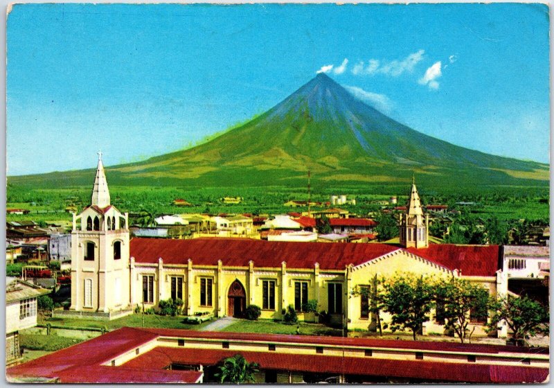Vintage Continental Size Postcard Legaspi City Church Mayon Volcano ...