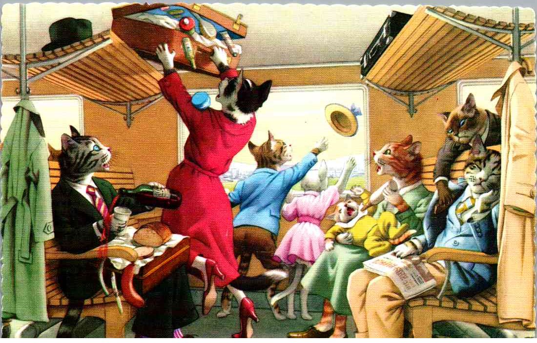 Alfred Mainzer Dressed Cats - Taking a ride on the Train with the ...
