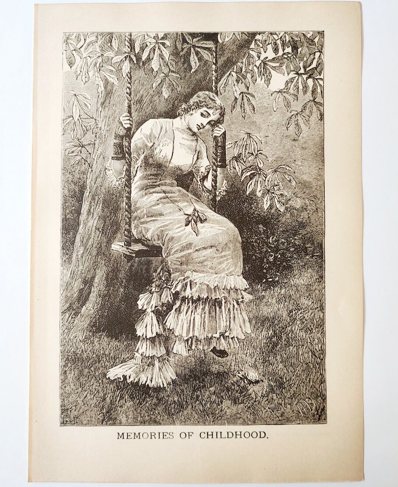 Memories Of Childhood Wood Engraving 1889 Victorian Path Of Life Swing ...