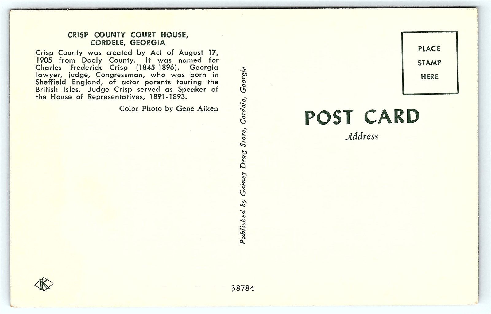 Postcard GA Cordele Crisp County Court House 1950's Old Cars | United ...