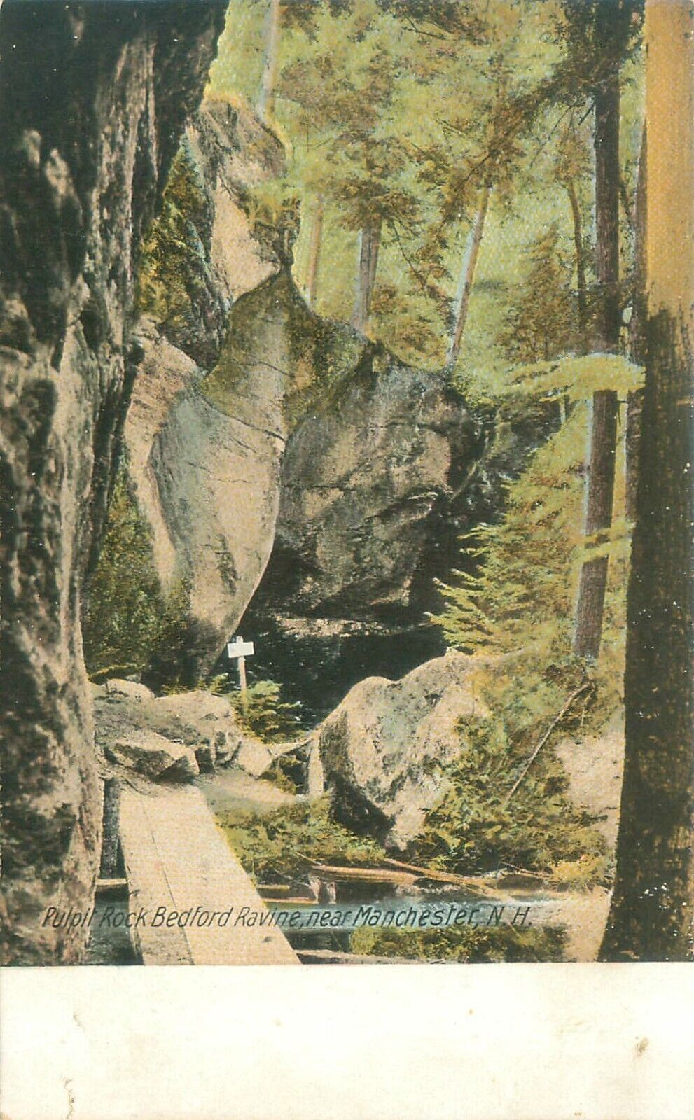 Manchester NH Pulpit Rock Bedford Ravine Undivided Back Postcard ...