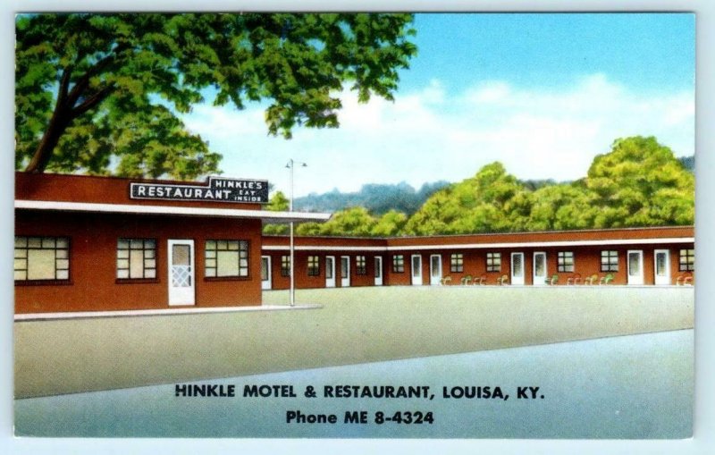 LOUISA, Kentucky KY ~ Roadside HINKLE MOTEL Restaurant c1950s Postcard ...