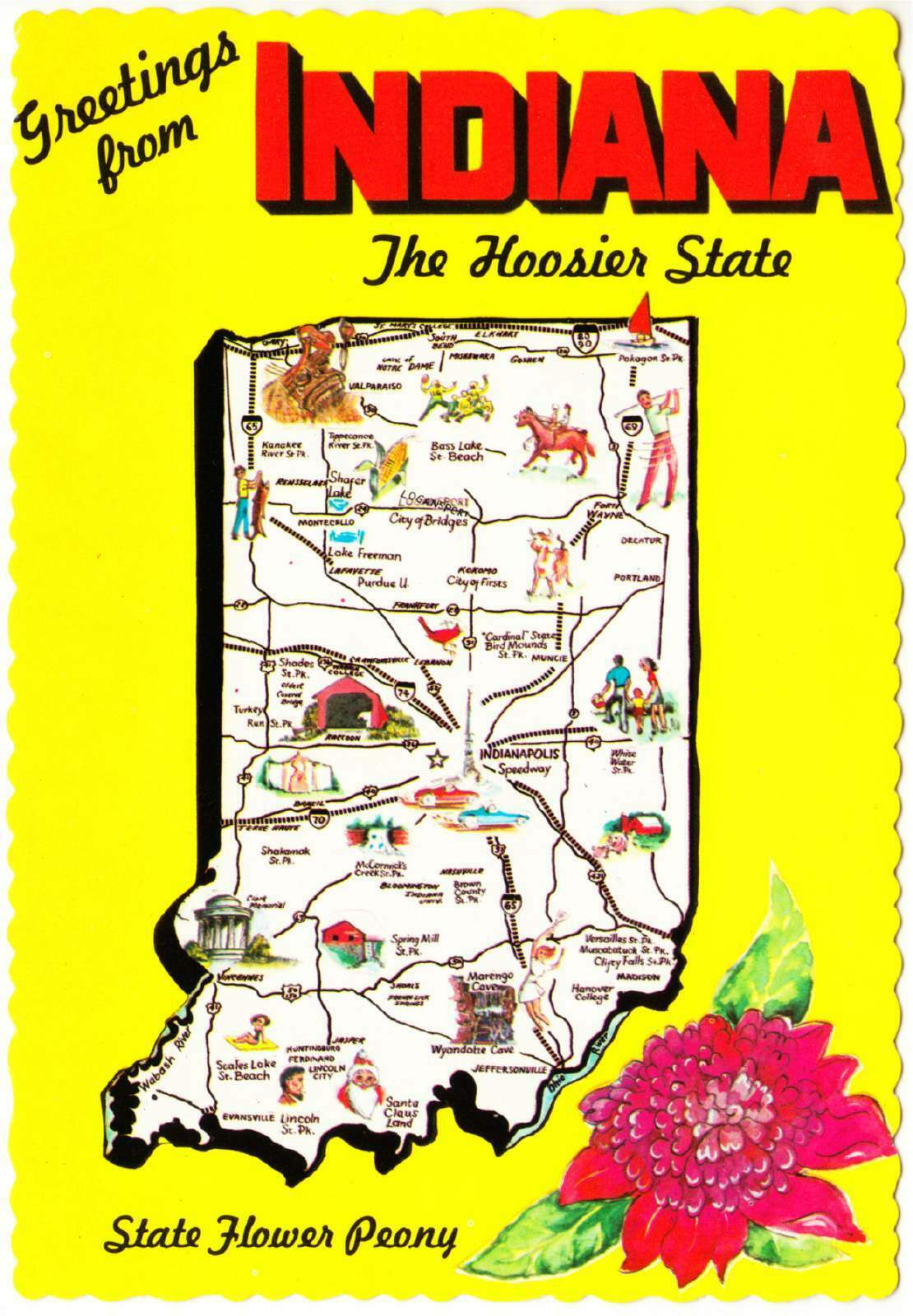 Postcard of Indiana State and Highway Map #1 1970s | United States ...