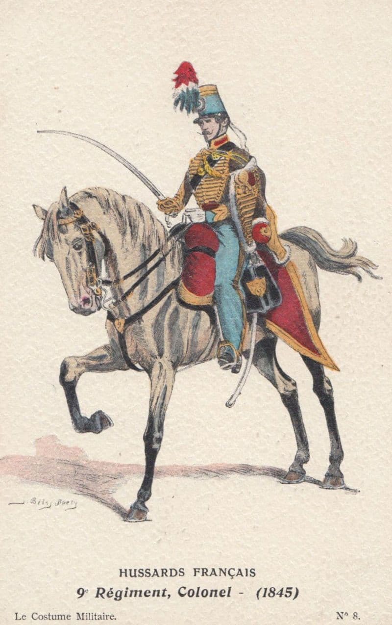 Colonel Regiment 1845 Hussards De Francais French Old Military Uniform ...