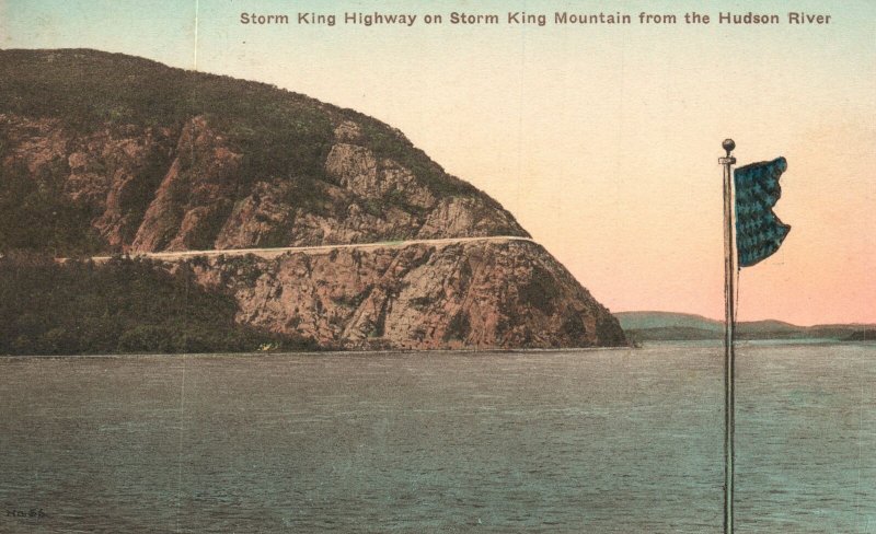 Vintage Postcard 1910s Highway on Storm King Mountain from Hudson River ...