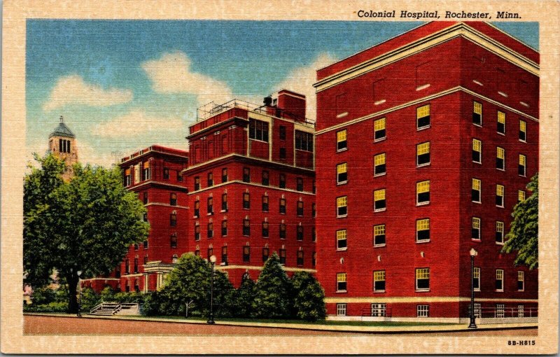 Vintage 1930's Colonial Hospital Building Rochester Minnesota MI Linen ...