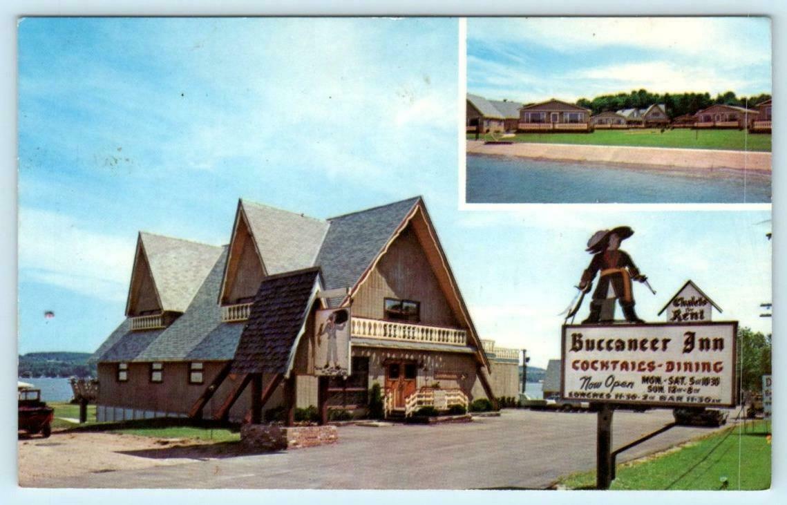 ONEKAMA, Michigan MI ~ Roadside BUCCANEER INN Portage Lake c1960s ...