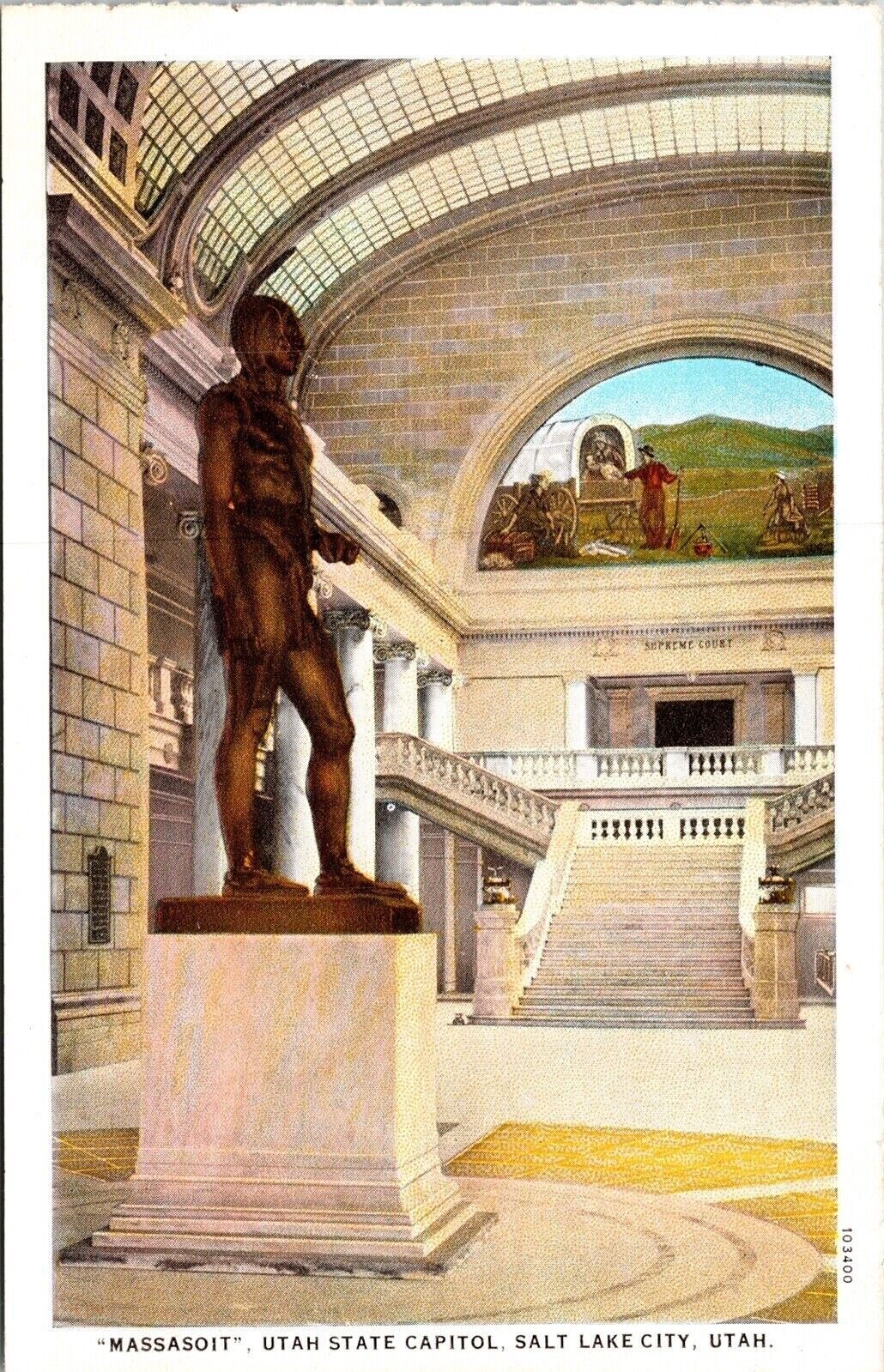 Massasoit Utah State Capitol Statue Memorial Stairs Utah UNP VTG ...