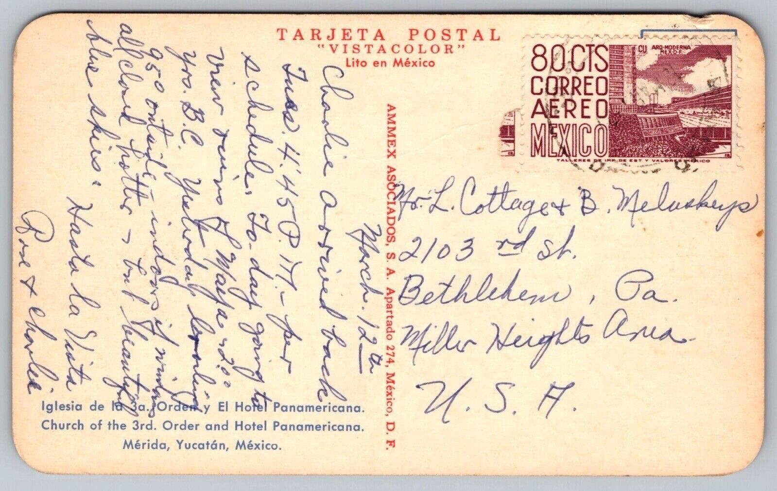 Merida Yucatan Mexico Church Of 3rd Order Hotel Panamericana Chrome WOB ...