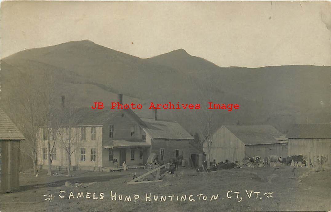 VT, Huntington, Vermont, RPPC, Farm House, Exterior View, Cows, Photo ...