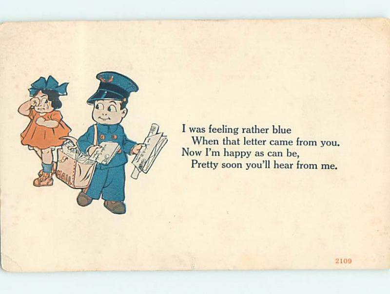 Pre-Linen Comic Cute Girl Stops Crying After Mail BOY Delivers Letter ...