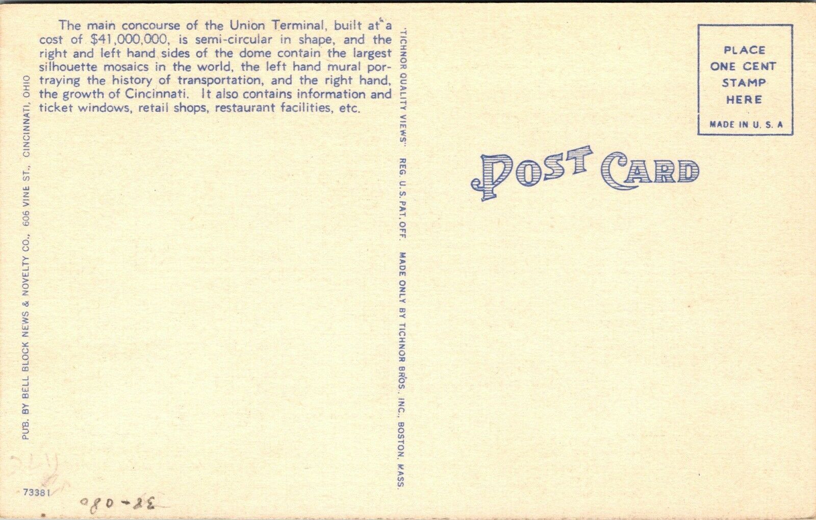 Vtg 1930's Union Terminal Station and Fountain Cincinnati Ohio OH ...