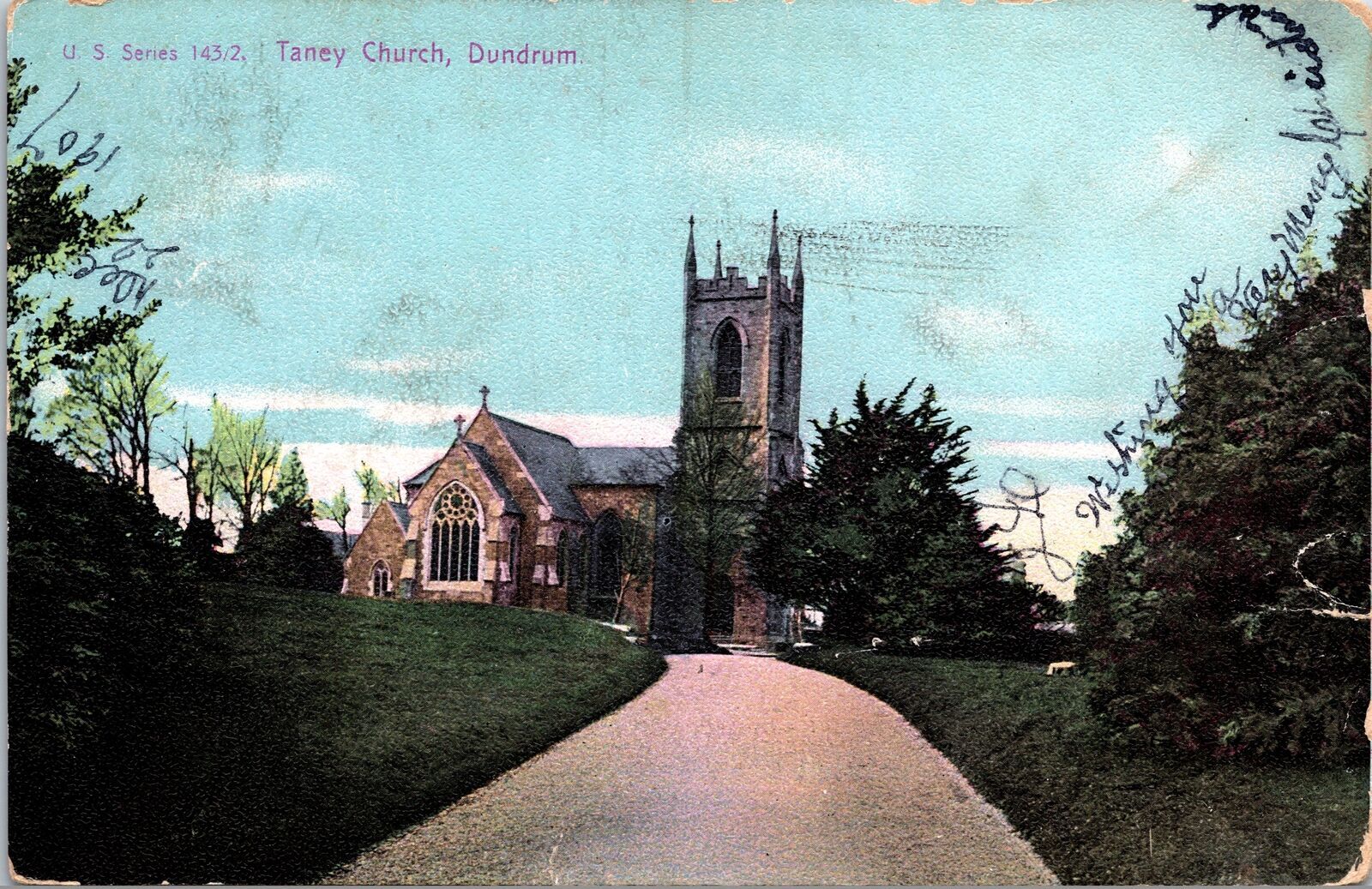 Vintage Postcard Pathway to the Taney Anglican Church at Dundrum ...