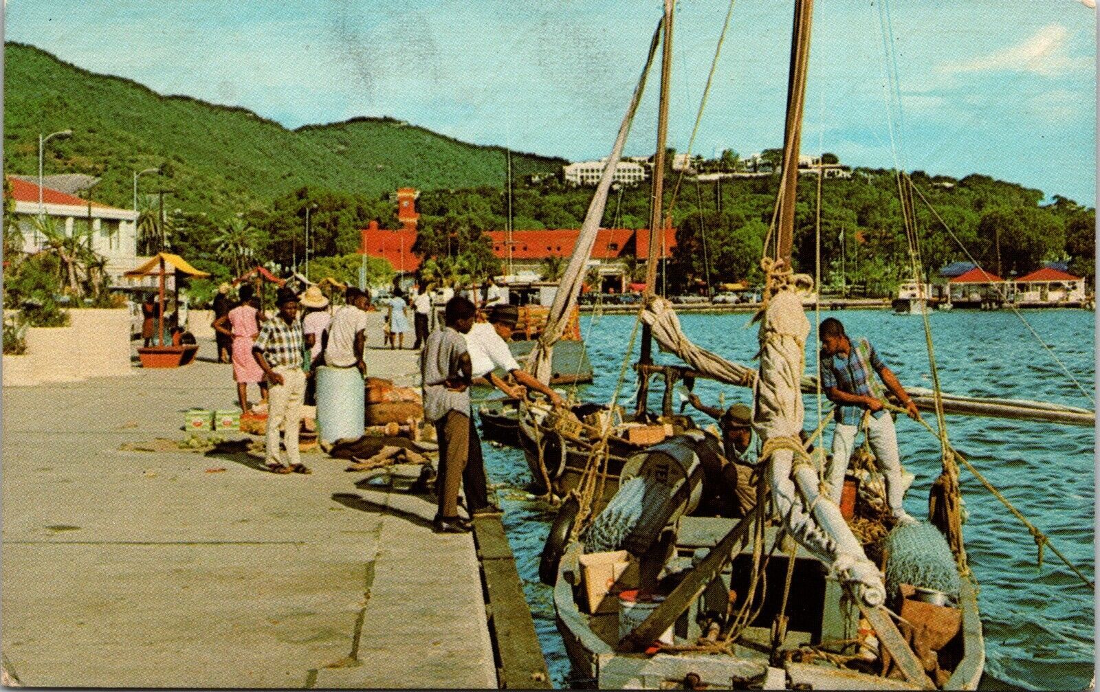 St Thomas US Virgin Islands Native Sloop Mountains Ocean Boat UNP VNG ...