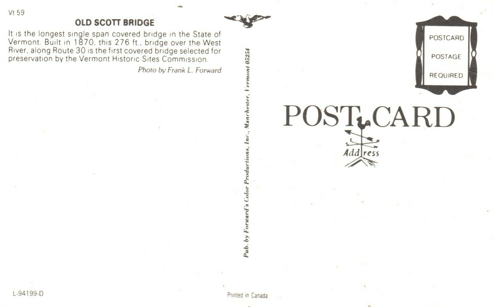 Vintage Postcard Old Scott Bridge Longest Single Span Covered Bridge ...